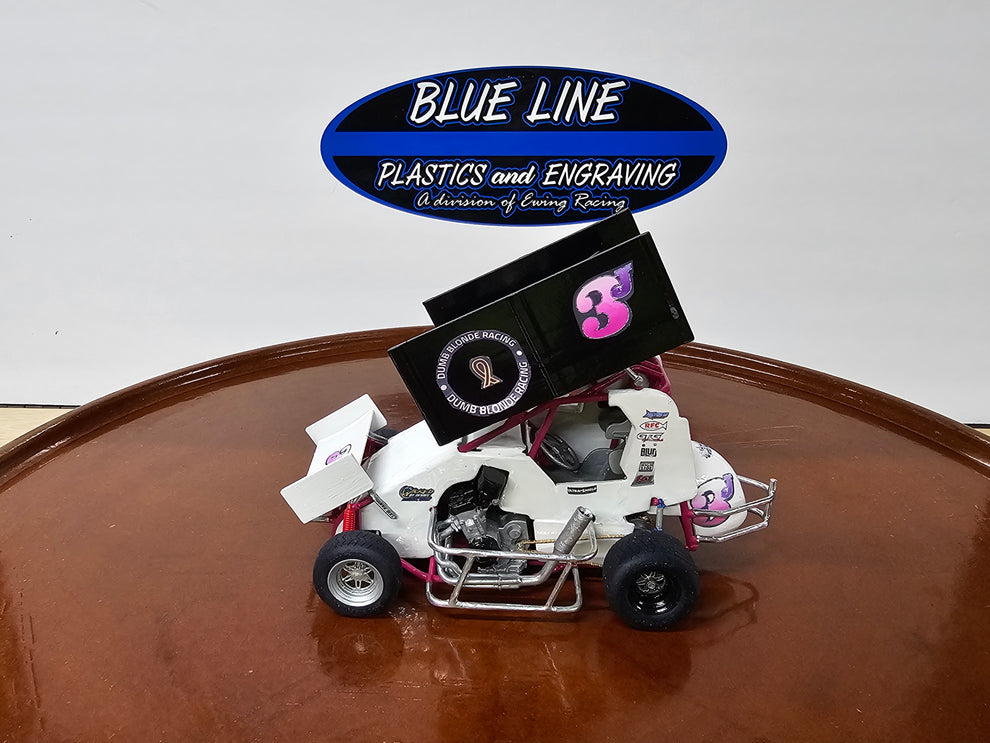 Custom 600cc Winged Micro Sprint Model – Blue Line Printing and Engraving